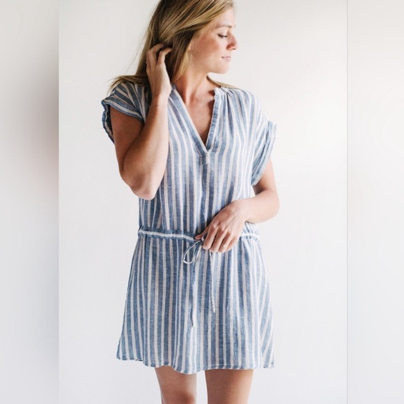 Rails | Dresses | Rails Emma Blue Saint Germain Striped Linen Dress ...